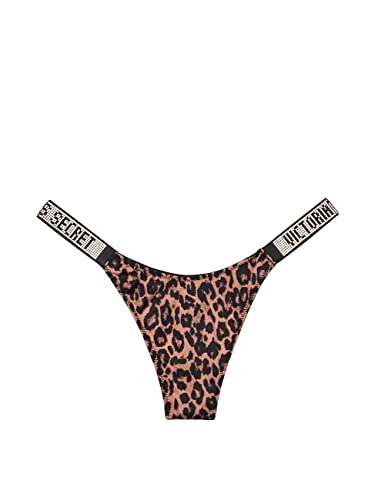 Victoria's Secret Very Sexy Rhinestones Bombshell Shine Strap Thong Panty Color Leopard Size X-Large New