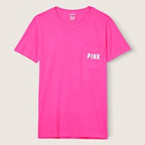 Victoria's Secret Pink Cotton Short Sleeve Campus T-Shirt, Atomic Pink, X-Small