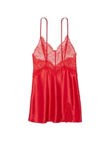 victoria’s secret satin & lace slip, lipstick, medium