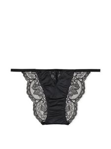 victoria’s secret very sexy lace string cheekini panty, black lace string, large