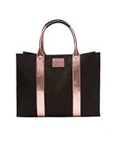 VICTORIA SECRET LIMITED EDITION 2016 TOTE bag weekender BLACK AND ROSEGOLD TRIM