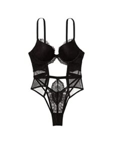 victoria’s secret push-up cutout lace teddy, black, x-small