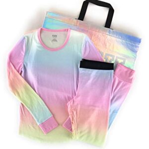 Victoria's Secret PINK Pajama Set with Reusable Tote Bag Small Rainbow Gradient