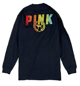 victoria’s secret campus long sleeve tee black rainbow sequin small