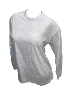 victoria’s secret pink campus long sleeve crew neck color gray rainbow new (x-large)