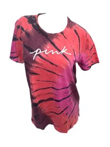 victoria’s secret pink campus tee short sleeve crew neck color tie dye size large new