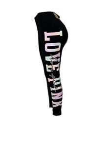 victoria’s secret pink active high waist full length cotton legging black/multicolor size x-small new