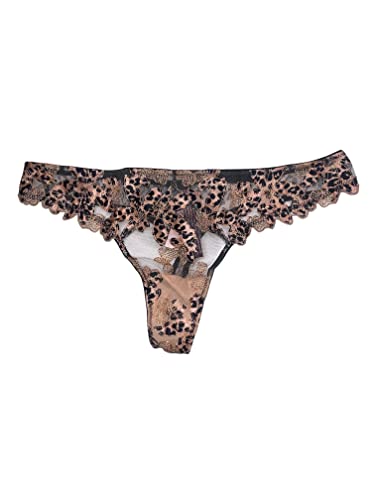 Victoria's Secret Dream Angels Floral Embroidered Thong Panty Color Leopard New (Medium)