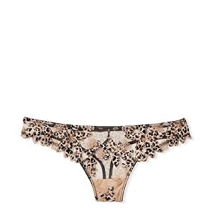 Victoria's Secret Dream Angels Floral Embroidered Thong Panty Color Leopard New (Medium)