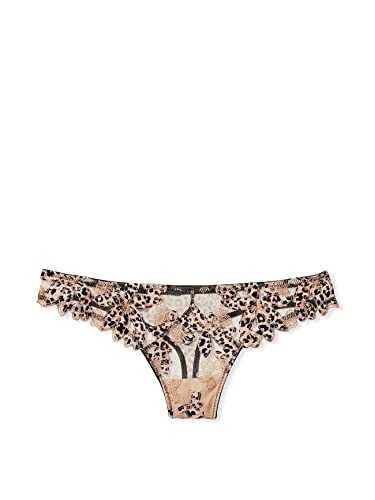 Victoria's Secret Dream Angels Floral Embroidered Thong Panty Color Leopard New (Medium)