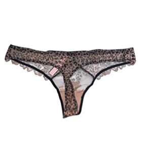 Victoria's Secret Dream Angels Floral Embroidered Thong Panty Color Leopard New (Medium)