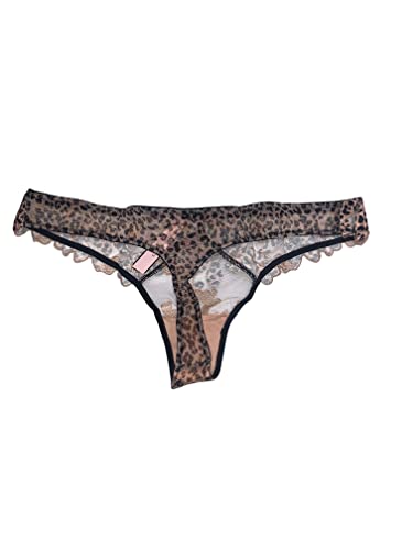 Victoria's Secret Dream Angels Floral Embroidered Thong Panty Color Leopard New (Medium)