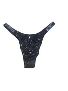 victoria’s secret very sexy rhinestones bombshell shine strap brazilian panty multi color/black size medium new