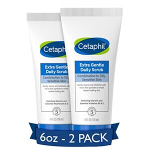 cetaphil exfoliating face wash, extra gentle daily face scrub, gently exfoliates & cleanses, for all skin types, non-irritating & hypoallergenic, suitable for sensitive skin, 6 fl oz, pack of 2