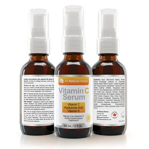 Vitamin C Serum For Face - All Natural Advice, with Hyaluronic Acid & Vitamin E – Facial Serum for Deep Hydration - Organic Face Care -Proud Canadian Company (60ml / 2oz)