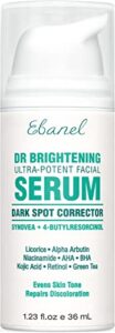 ebanel dark spot remover for face peel skin lightening brightening serum melasma hyperpigmentation treatment, sun spot age spot freckle remover, synovea, 4-butylresorcinol, niacinamide, kojic acid