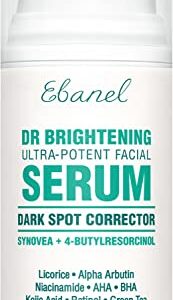 Ebanel Dark Spot Remover for Face Peel Skin Lightening Brightening Serum Melasma Hyperpigmentation Treatment, Sun Spot Age Spot Freckle Remover, Synovea, 4-Butylresorcinol, Niacinamide, Kojic Acid