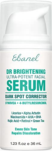 Ebanel Dark Spot Remover for Face Peel Skin Lightening Brightening Serum Melasma Hyperpigmentation Treatment, Sun Spot Age Spot Freckle Remover, Synovea, 4-Butylresorcinol, Niacinamide, Kojic Acid