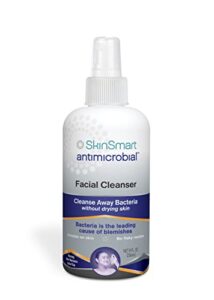 skinsmart facial cleanser for acne, targets bacteria for active teenage athletes post workout and adult acne, 8 oz spray bottle, safe for multiple daily uses