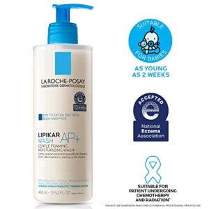 La Roche Posay Lipikar Wash AP+ Body & Face Wash with Pump, Gentle Daily Cleanser with Shea Butter & Niacinamide for Extra Dry Skin, Allergy Tested