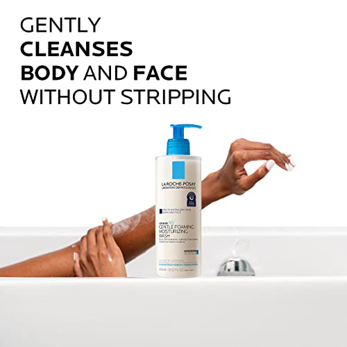 La Roche Posay Lipikar Wash AP+ Body & Face Wash with Pump, Gentle Daily Cleanser with Shea Butter & Niacinamide for Extra Dry Skin, Allergy Tested