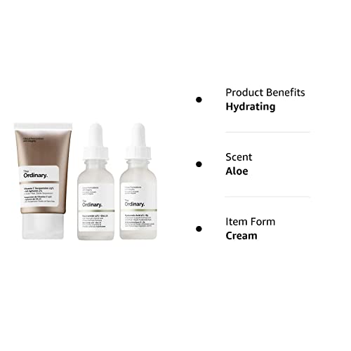 The Ordinary Facial Treatment Set! Includes Vitamin C Cream, Hyaluronic Acid Serum and Niacinamide Serum! Brightens, Hydrates And Reduces Skin Blemishes! Vegan, Paraben Free & Cruelty Free!