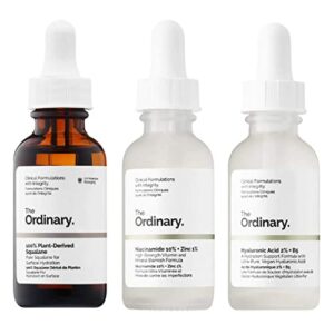 the ordinary face serum set! 100% plant-derived squalane prevent ongoing loss of hydration! niacinamide 10% + zinc 1% reduces skin blemishes! hyaluronic acid 2% + b5 enhanced hydration!