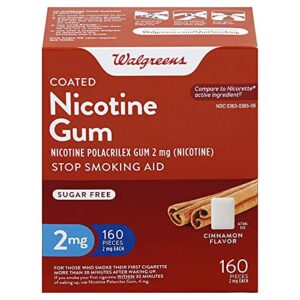 walgreens coated nicotine gum 2 mg, cinnamon, 160 ea