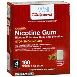 walgreens nicotine replacement gum 4mg, cinnamon, 160 ea