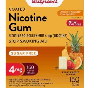 Walgreens Nicotine Coated Gum 4 mg, Stop Smoking Aid, Fruit Freeze Flavor 160 Count