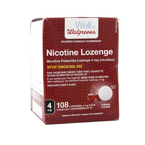 Walgreens Nicotine Lozenge, Cherry Flavor, 4mg, 108 count