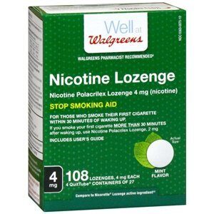 walgreens nicotine lozenge, 4 mg, mint, 108 ea