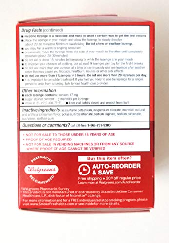 Walgreens Nicotine Lozenge, 4 mg, Cinnamon, 72 ea by Walgreens