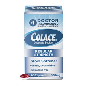 colace regular strength stool softener 100 mg capsules 60 count docusate sodium stool softener for gentle dependable relief