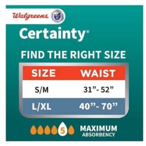 Walgreens Certainty Unisex Adjustable Incontinence Stretch Briefs with Tabs L/XL 28.0ea