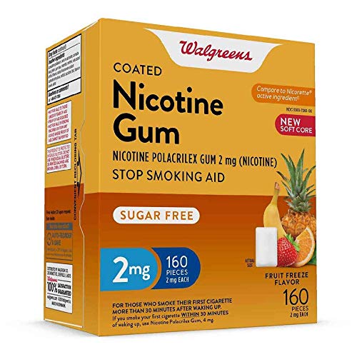 Walgreens Fruit flavor Coated 2 mg Nicotine Sugar Free Gum 160 Pieces