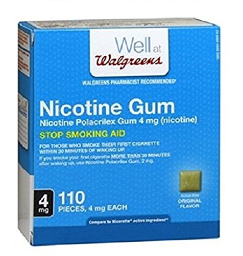 Walgreens Nicotine Polacrilex Gum, 4 MG - Original Flavor - 110 Pieces Stop Smoking Aid