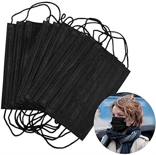 Face Masks Black Disposable 100PCS for Men & Women Adults Breathable Face Mask