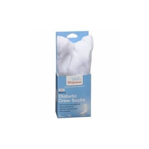 walgreens diabetic crew socks for men, white, 7-12, 3 pr