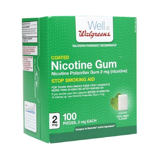 Walgreens Coated Nicotine Polacrilex Gum 2mg, Cool Mint, 100 ea