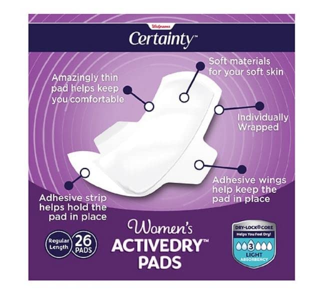 Walgreens Certainty Women's ActiveDry Pads, Light 26.0ea