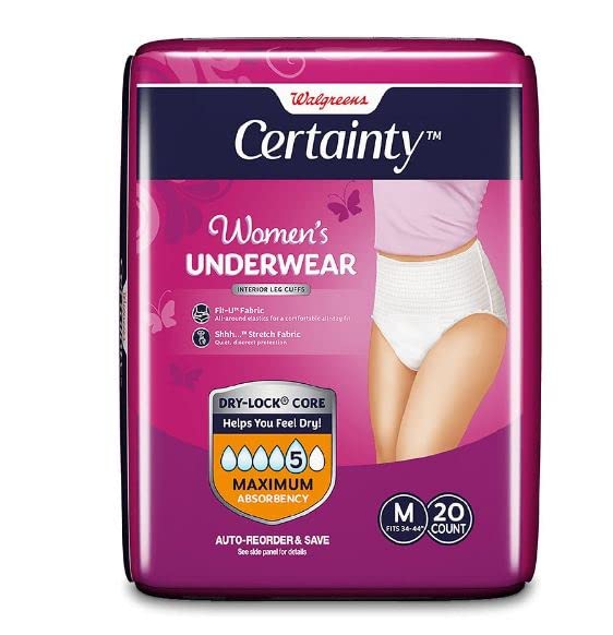 Walgreens Certainty Women's Underwear, Maximum Absorbency Medium 20.0ea