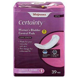 walgreens certainty women’s bladder control pads, maximum absorbency, long length 39 ea (4)