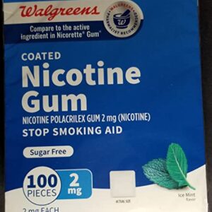 Walgreen Nicotine Polacrilex Gum, 2MG Ice Mint, 100 Pieces, Stop Smoking Aid