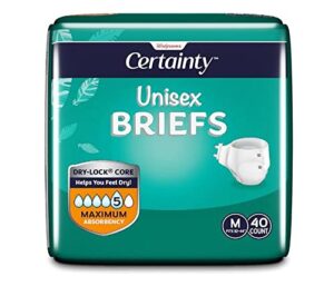 walgreens certainty unisex briefs maximum absorbency medium 40.0ea, blue