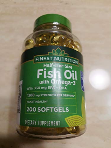 Finest Nutrition Half-The-Size Fish Oil 1200 mg, Softgels, 200 ea