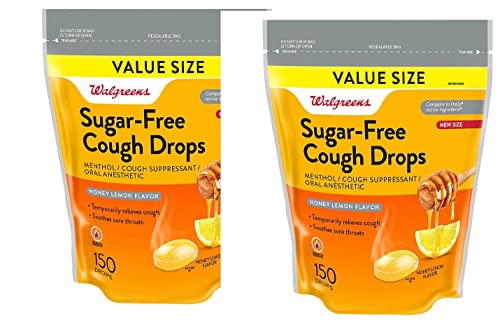 Walgreens Cough Suppressant / Oral Anesthetic Honey Lemon 150 Count(Pack of 2)Total 300