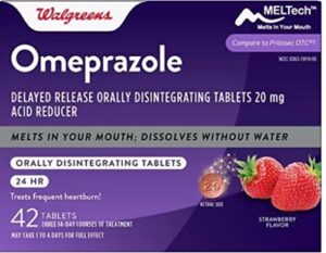 walgreens omeprazole, delayed release, tablets 20mg, acid reducer strawberry flavor