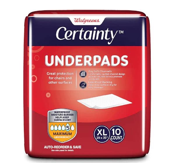 Walgreens Certainty Underpads Maximum Absorbency X-Large 10.0ea