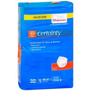 walgreens unisex underwear moderate, white, l, 32 ea